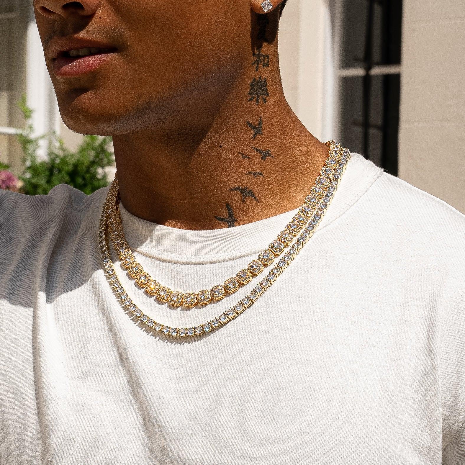 10mm Clustered Tennis + 5mm Tennis Chain Bundle - Gold – Adamans