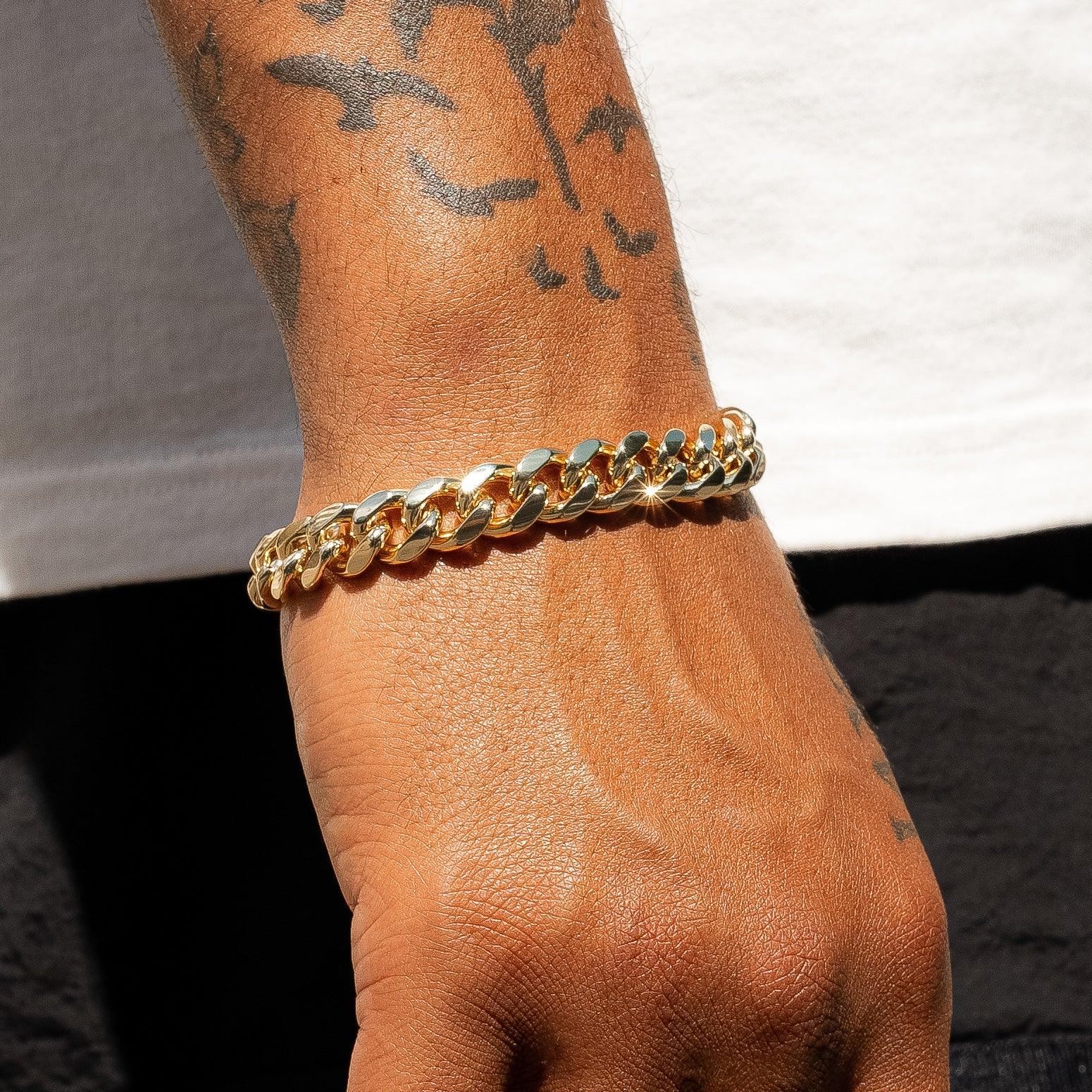 10mm Cuban Bracelet - Moissanite Clasp, 18K Vermeil, D Colour – Adamans