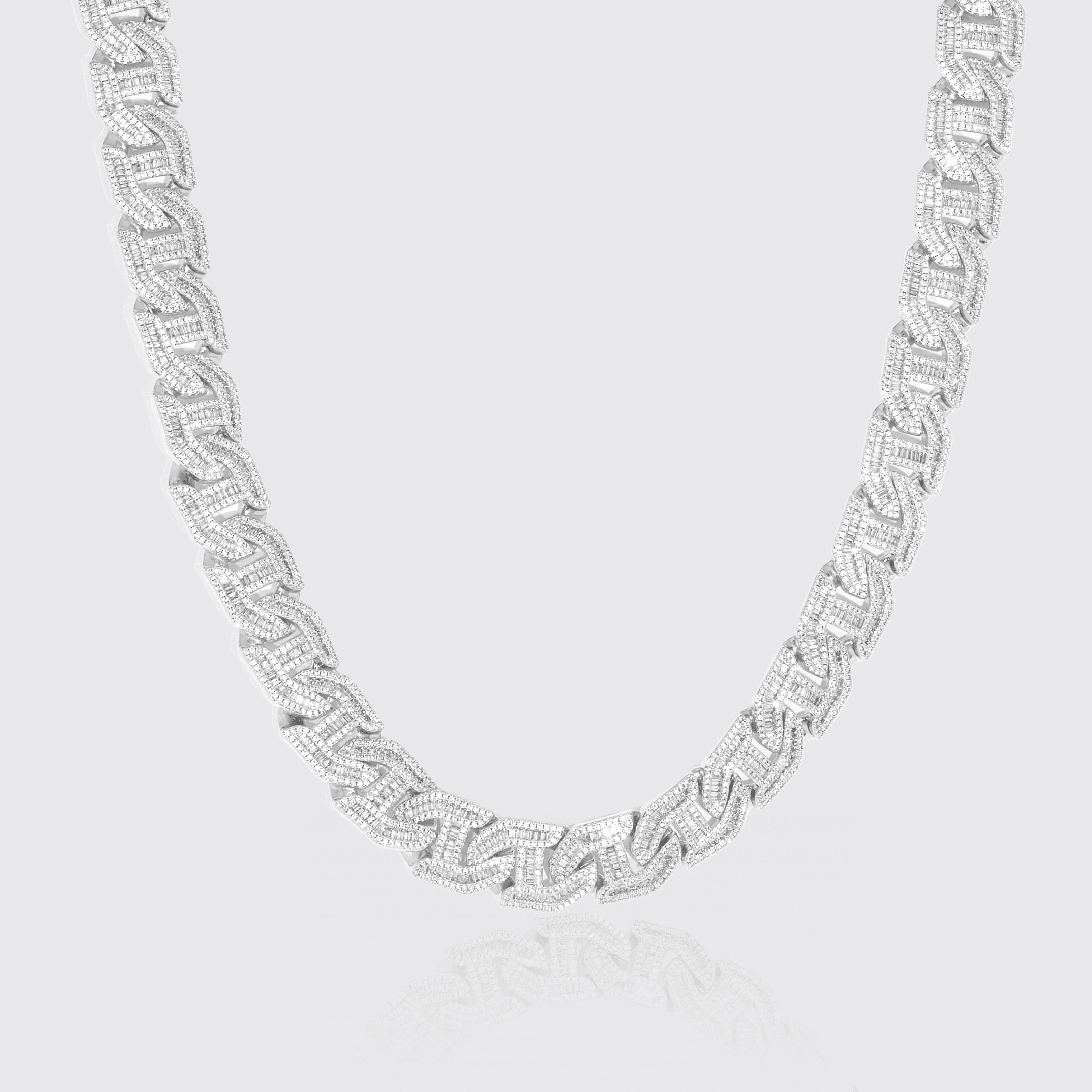 17mm G Link Chain - White Gold | Adamans