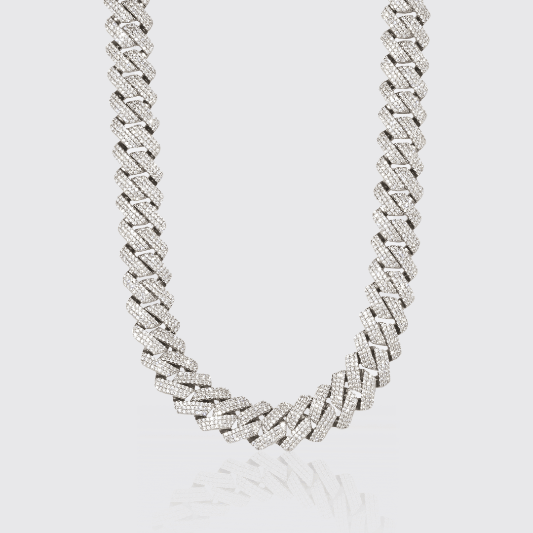 20mm Moissanite Monaco Chain - 925 Silver - D COLOR - VVS1 – Adamans