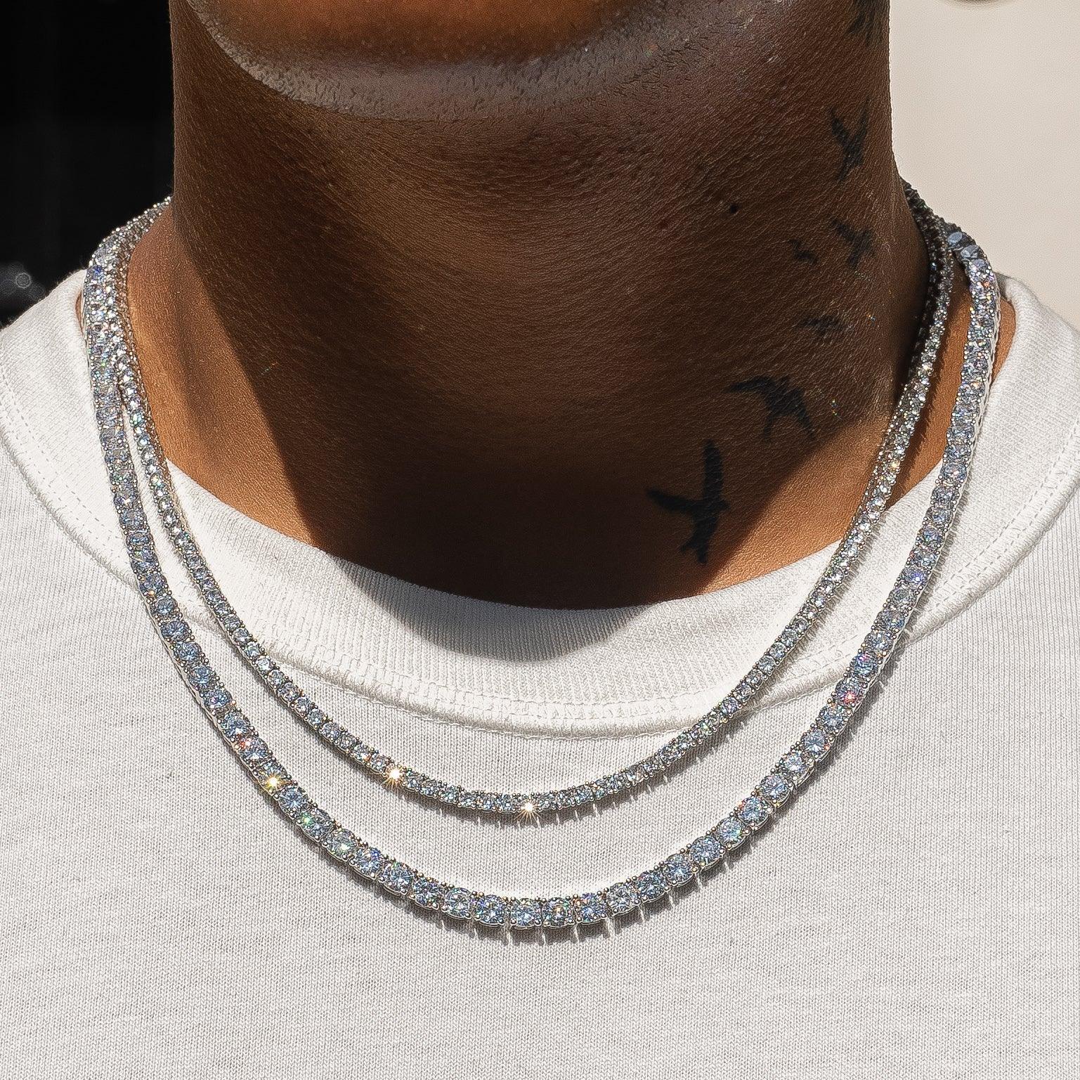 3mm Tennis + 5mm Tennis Chain Bundle - White Gold – Adamans