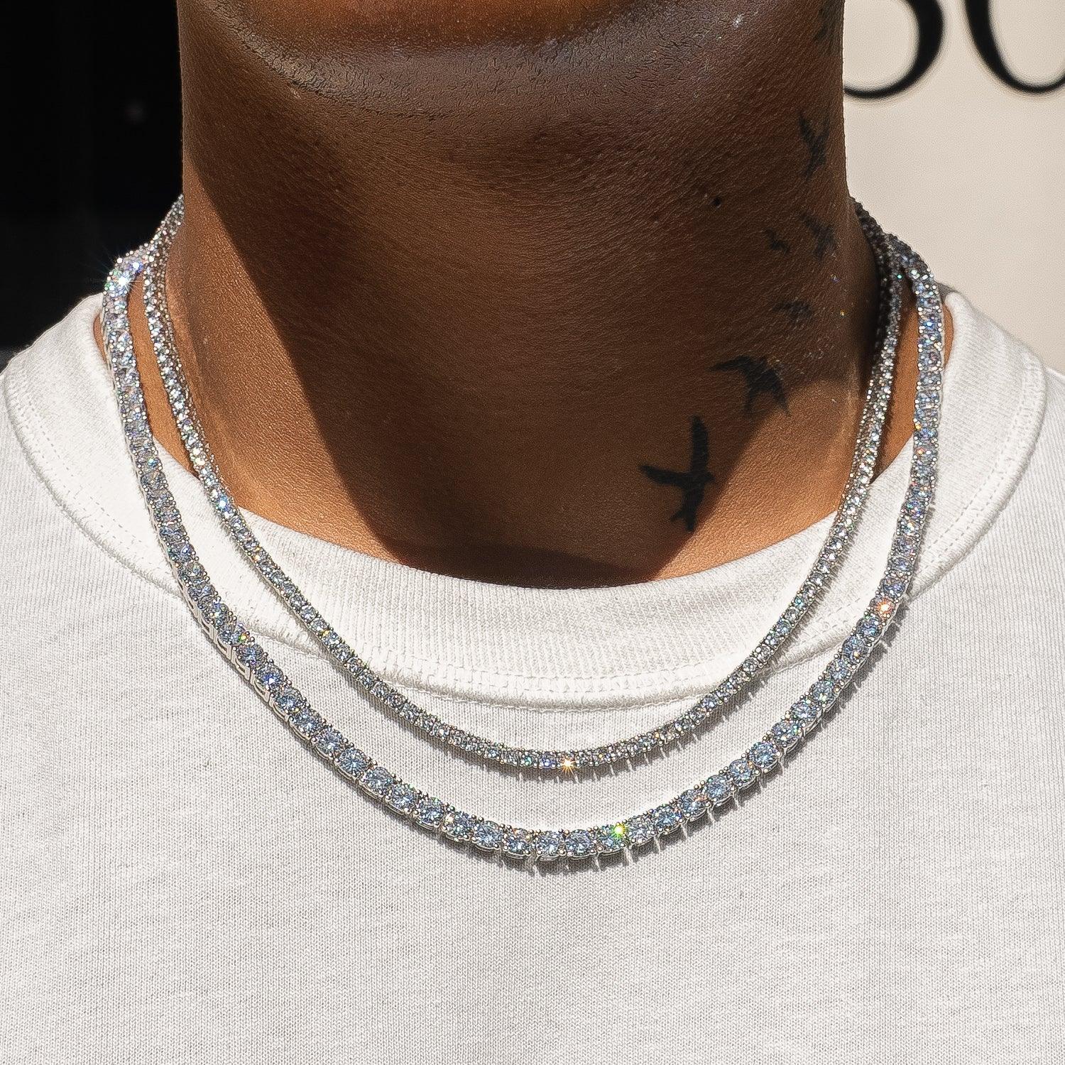 3mm Tennis + 5mm Tennis Chain Bundle - White Gold – Adamans