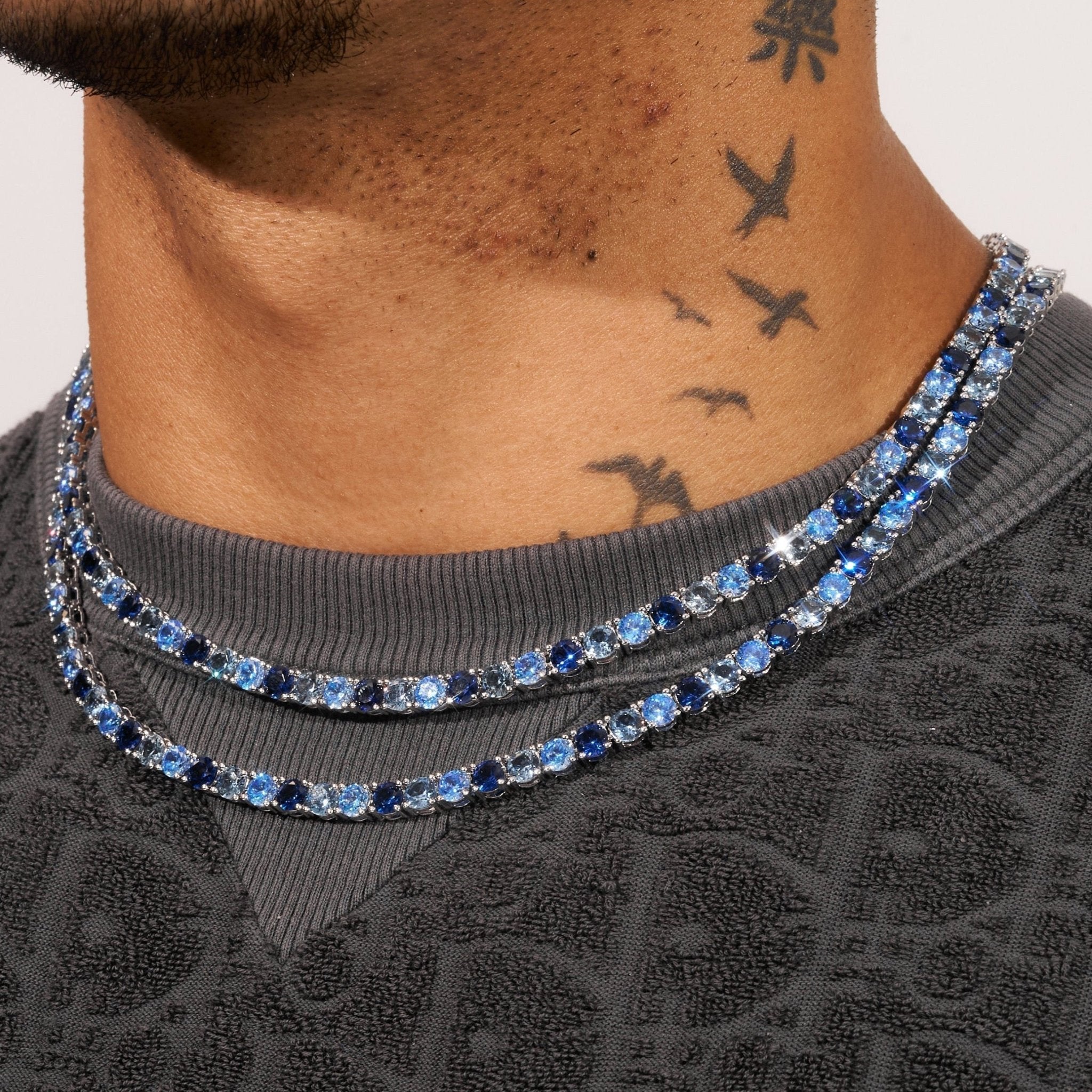 5mm Tri-Blue Diamond Tennis Chain - White Gold – Adamans