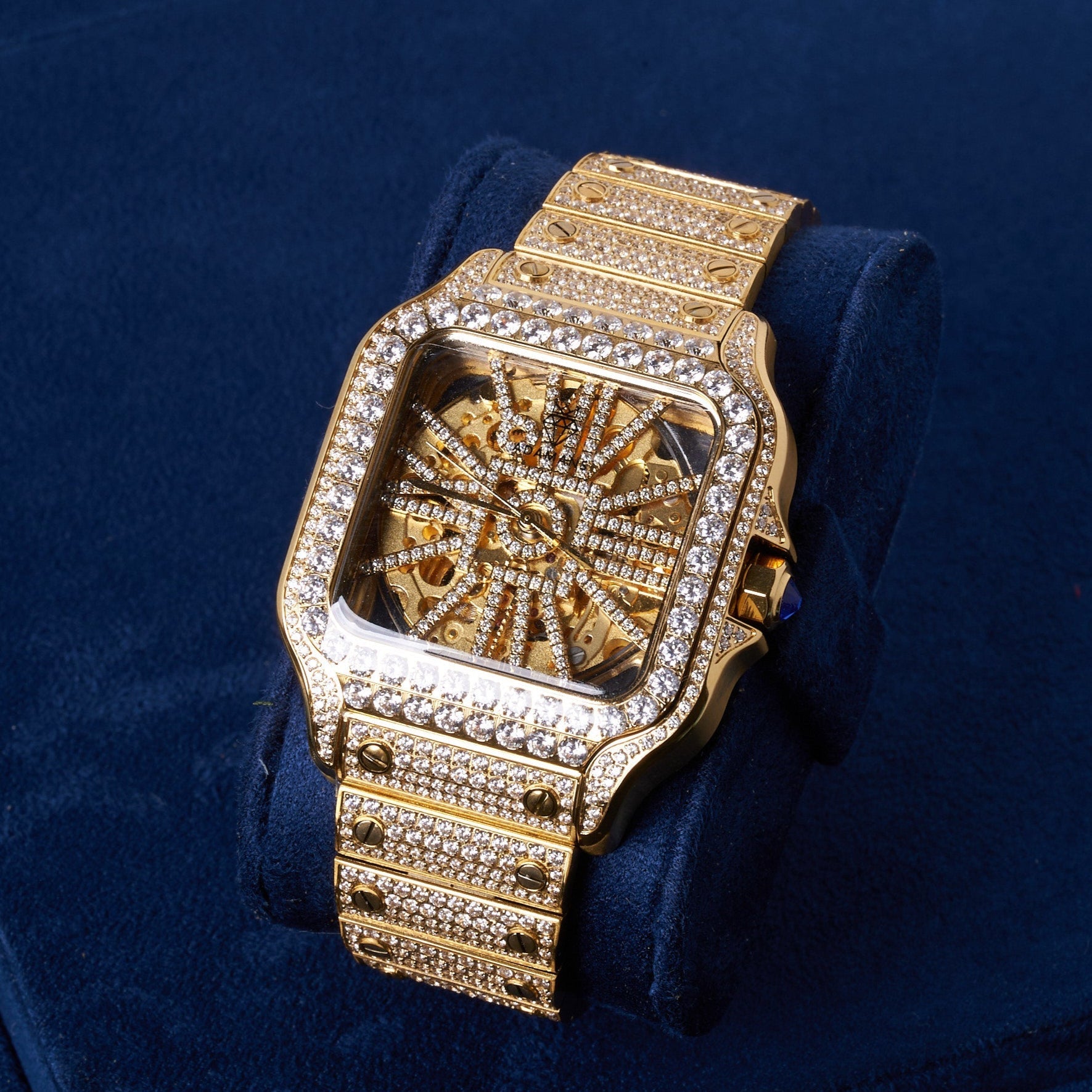 42mm Paved VVS Diamond Skeleton Watch - Gold – Adamans