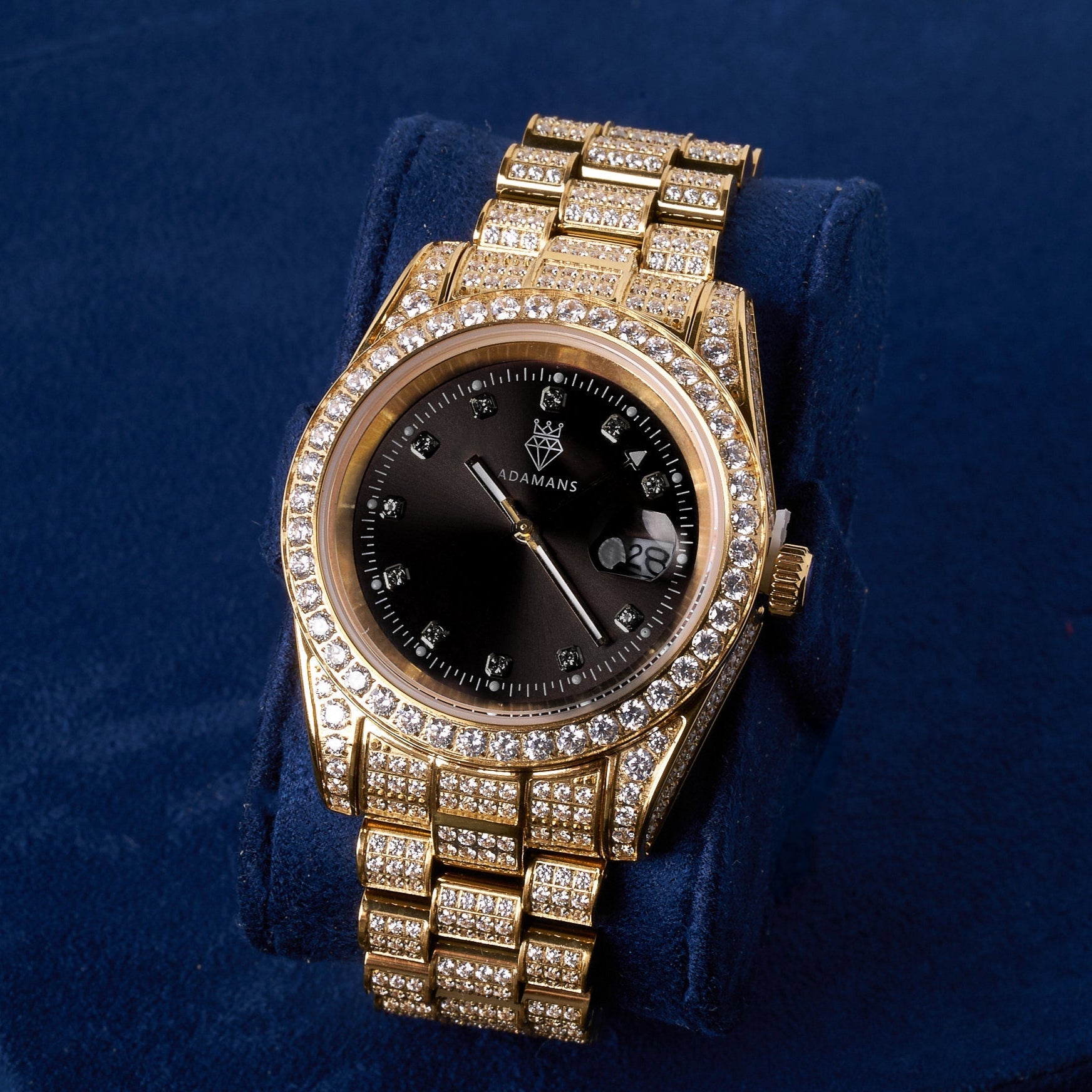 41mm Diamond Presidential Watch - Black Face - Gold – Adamans