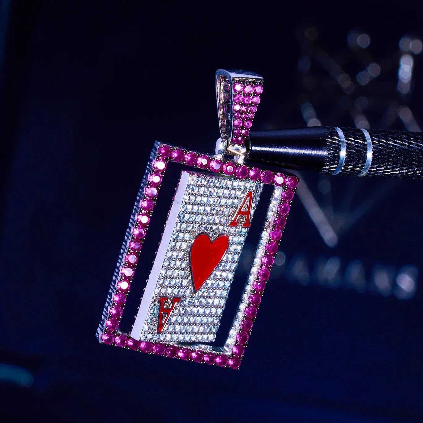 MOISSANITE SPINNING ACE CARD PENDANT - 925 SILVER - D COLOUR - VVS1 ...