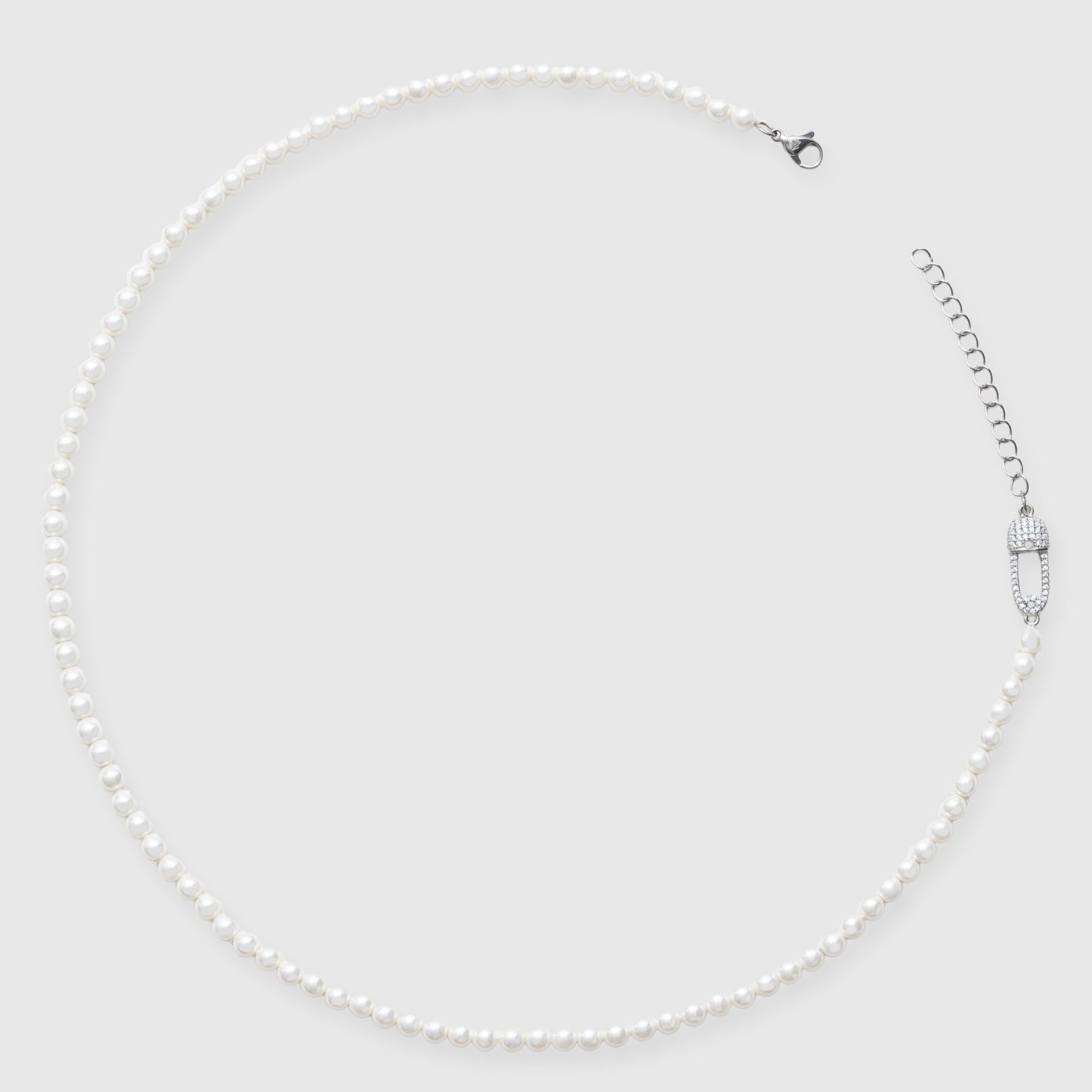 5mm Paper Clip Pearl Necklace - White Gold – Adamans