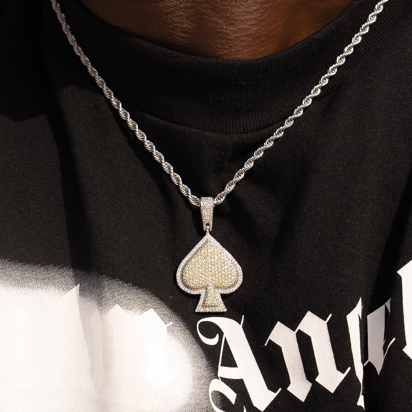 Iced Ace Pendant - White Gold | Adamans