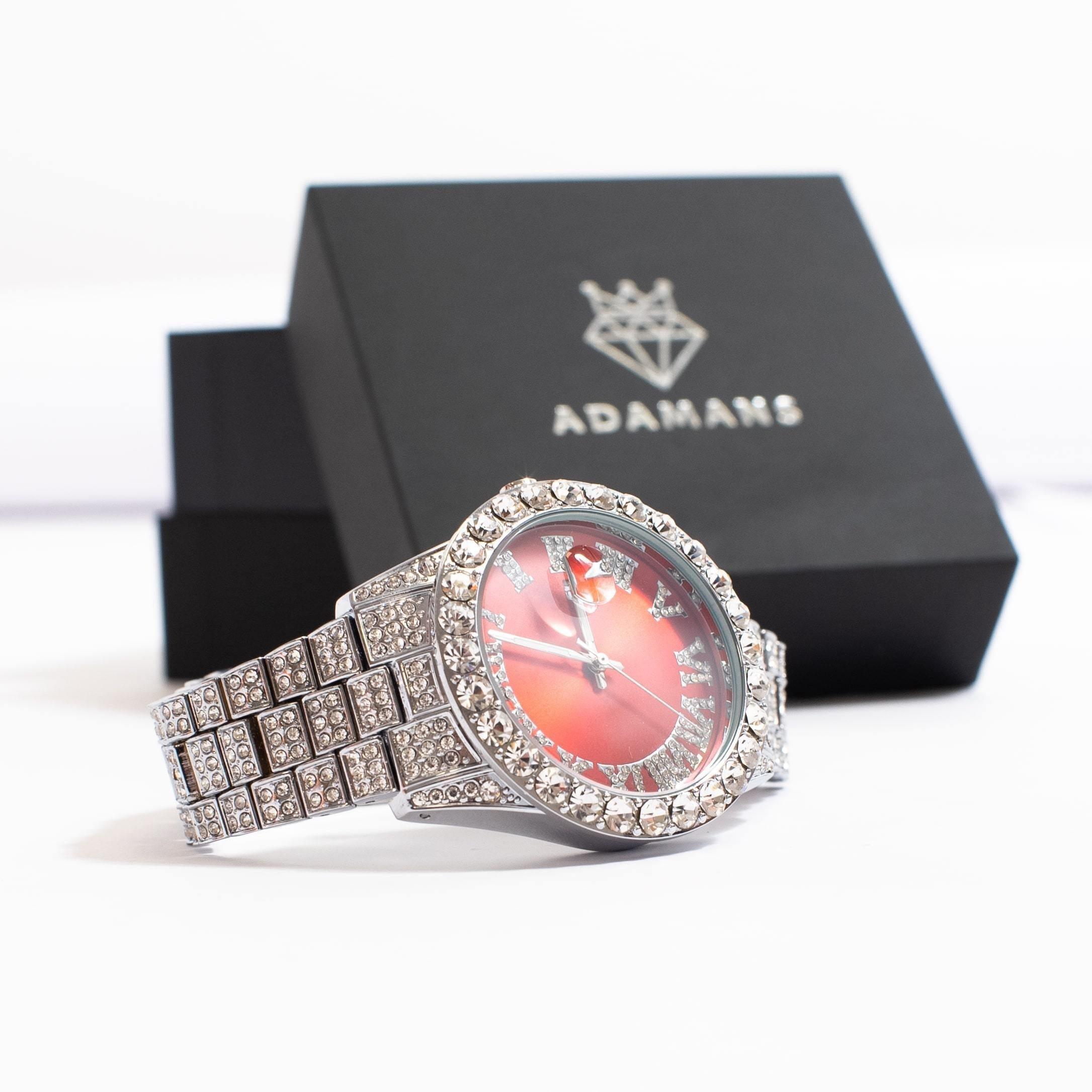 Ruby Numeral Dial Diamond Simulant Watch - Silver – Adamans