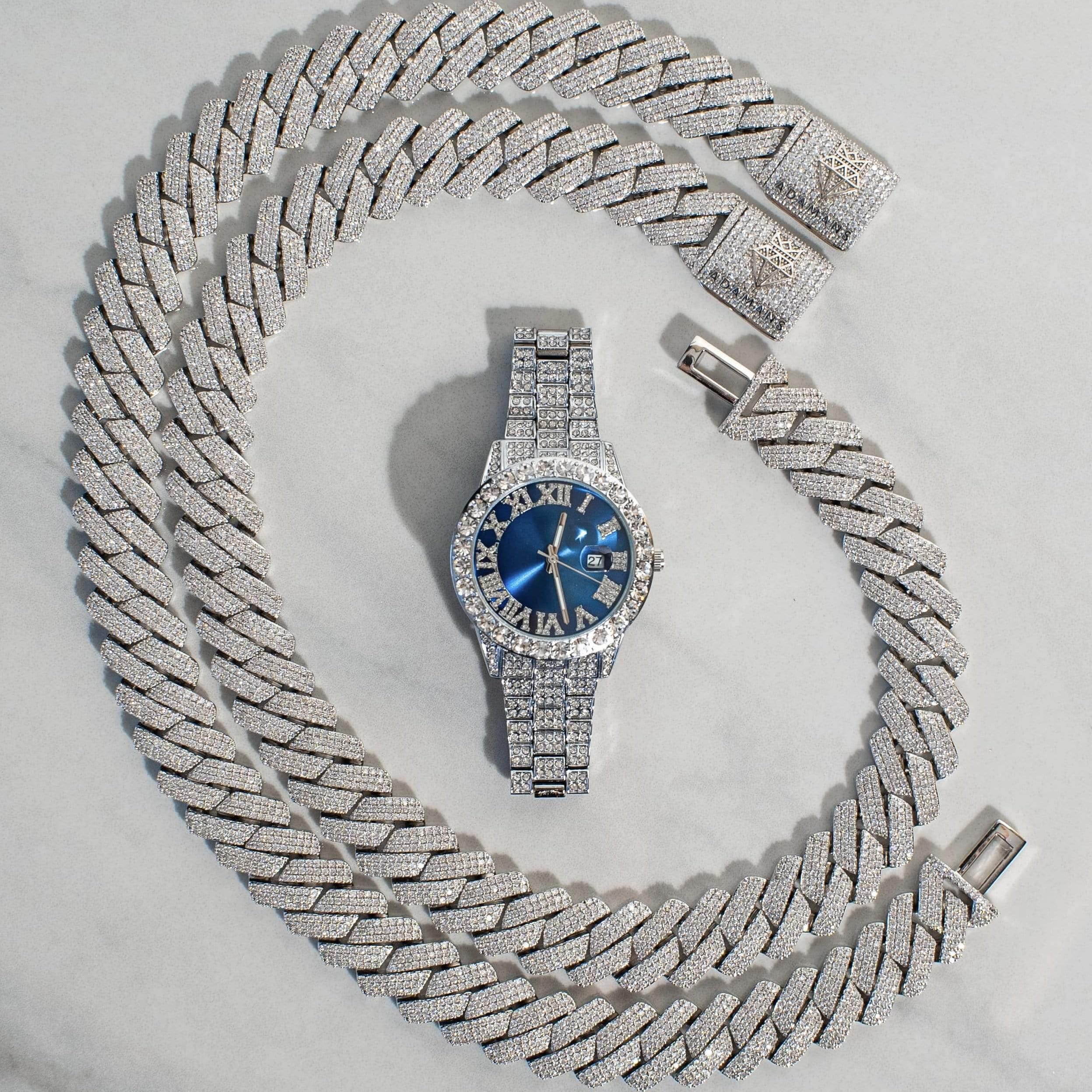 Sapphire Numeral Dial Diamond Simulant Watch - Silver – Adamans